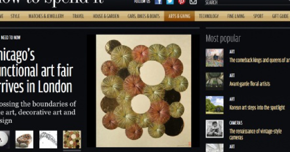 FT How to Spend It on jaggedart artists at SOFA London | jaggedart.com